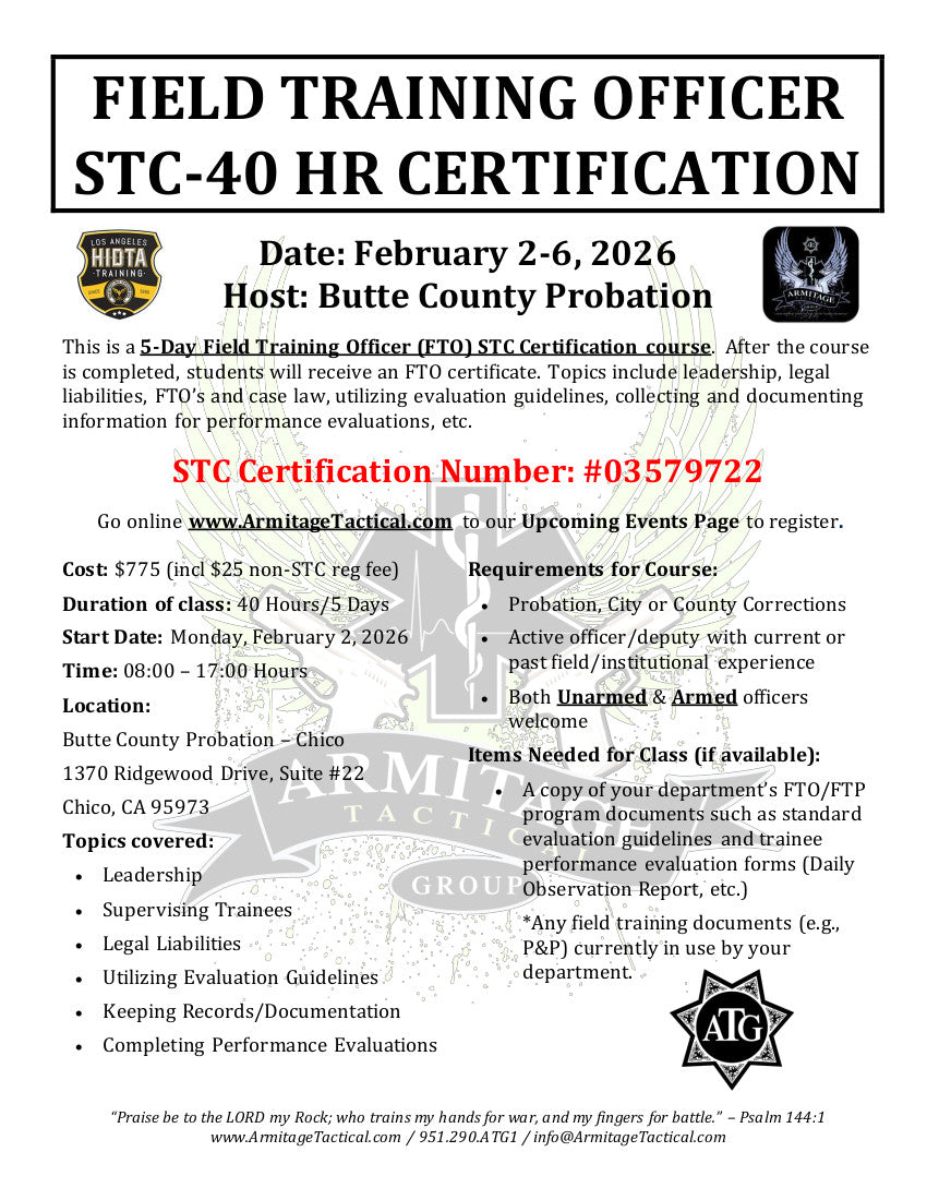 2026/02/02 - 40 Hour Field Training Officer (FTO) STC Certification Co ...