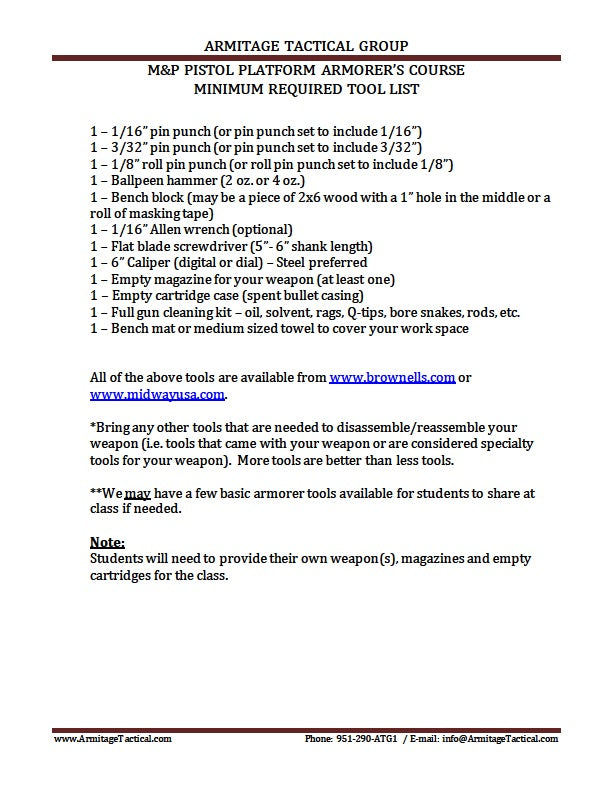 2019/05/06 - Law Enforcement Armorer's Course (M&P Pistols) - Los Ange ...